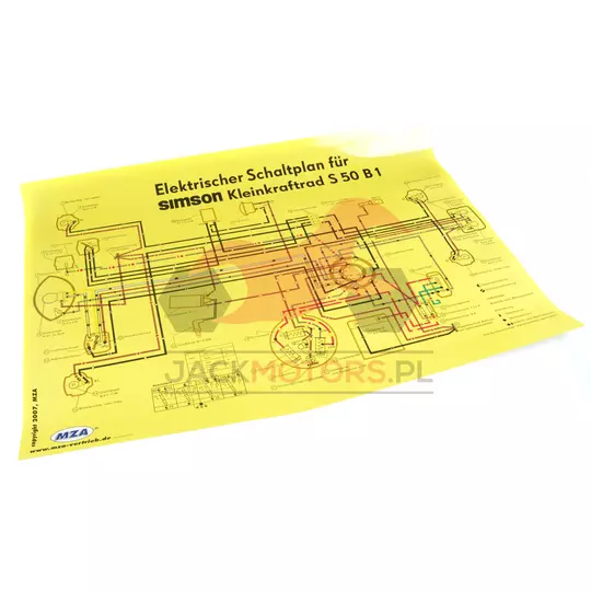 PLAKAT SCHEMAT INSTALACJI SIMSON S50 B1 MZA - Jack Motors - Części i ...