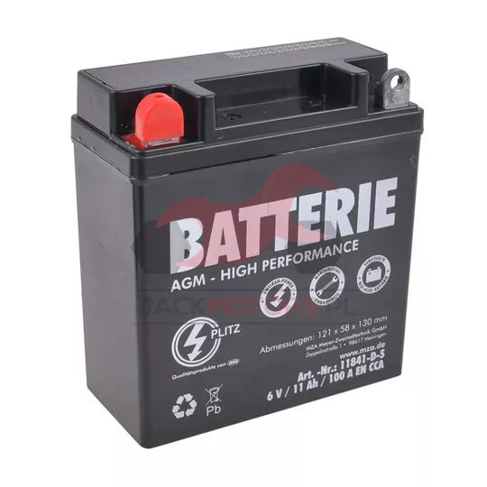 BATTERY PLITZ 6N11A-1B (120X60X130) 6V 11Ah AGM - Jack Motors - Części i akcesoria Simson, MZ ...