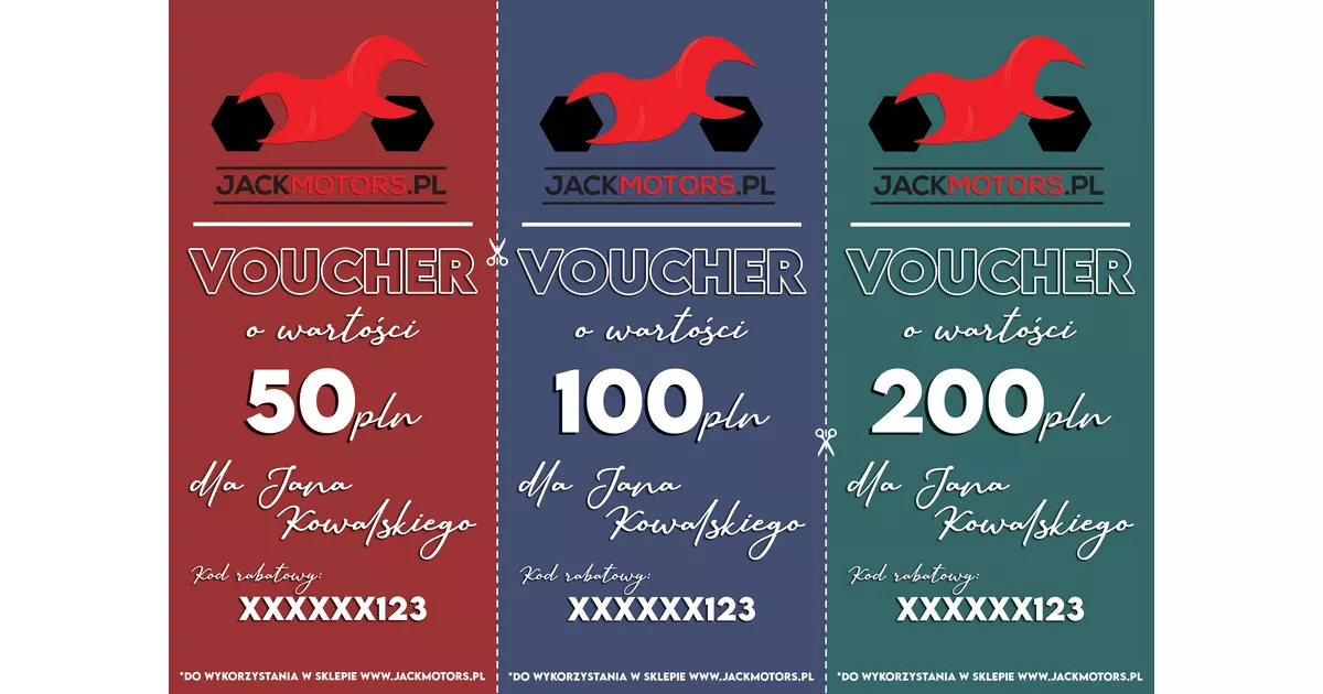 GIFT VOUCHER 50 - 200 PLN JACK MOTORS - Jack Motors - Części i ...